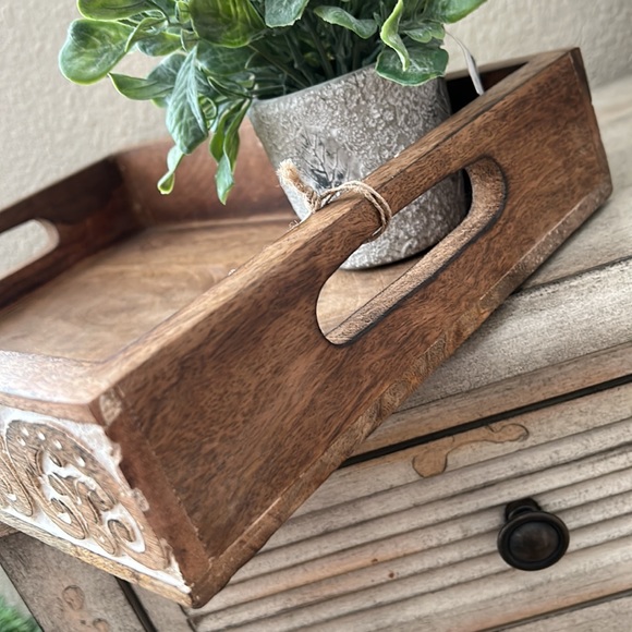 Accents | Rustic Farmhouse Boho Chic Fall Hand Carved Wooden Tray ...